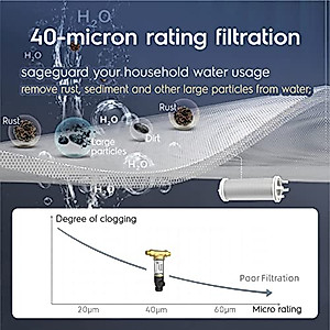 Weisswasser Sediment Filter, Spin Down Sediment Filters, Reusable Whole House Water Filter System for Well Water, 40 Micron, Lead-Free Brass, BPA Free,1"MNPT+3/4"FNPT+3/4"MNPT, EFFM.DH01