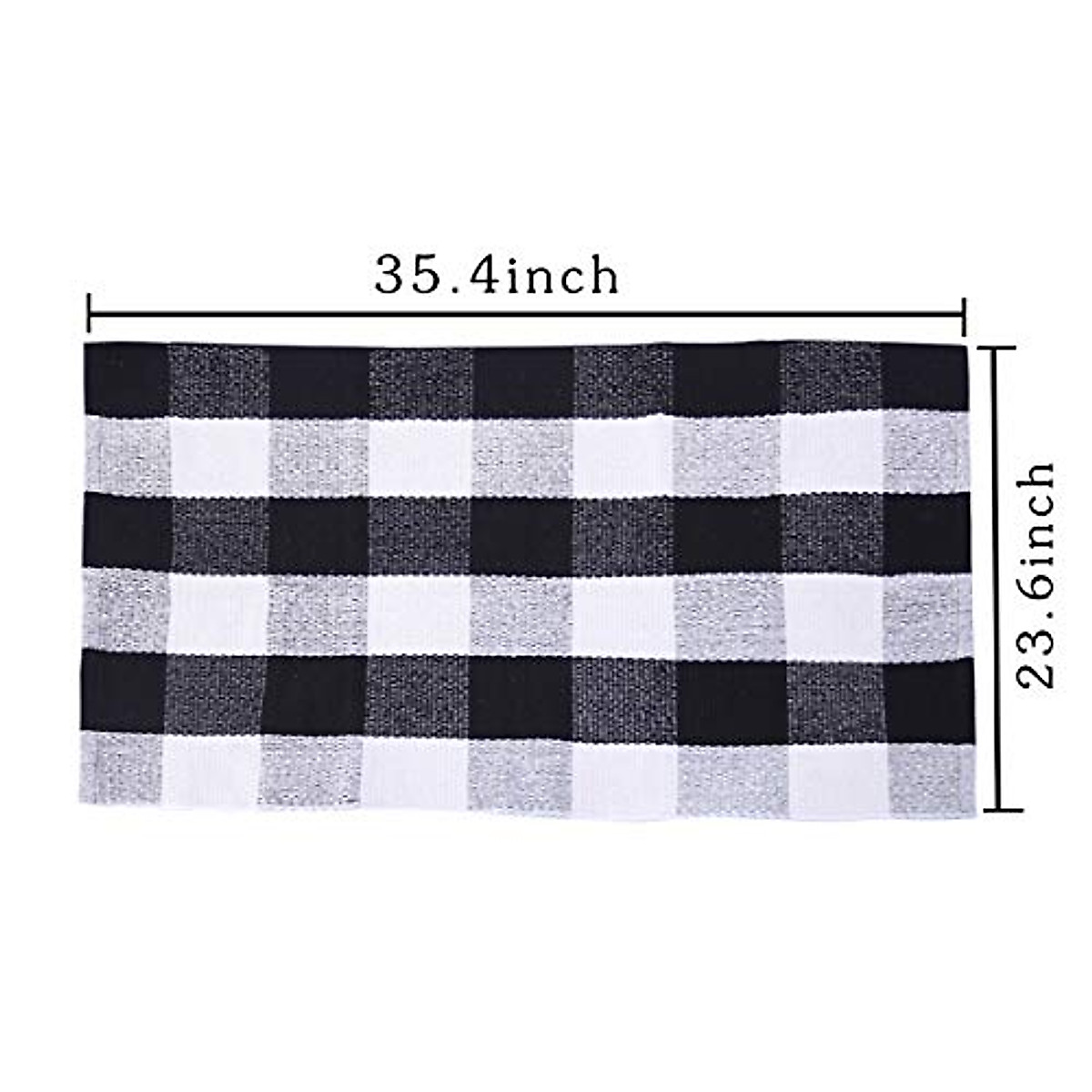 Cotton Rug Buffalo Checkered Plaid Rug Door Mat for Entry Way Washable Doormat Layering Mats(24" x 35", Black and White Plaid Rug)