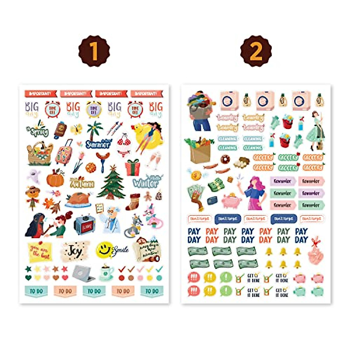 Oriday New Daily Happy Planner Sticker Pack- 500+ Cute Agenda Sticker Sets for Journaling, Decorating, Budget Planner, School Supply, Calendar Stickers for Adults Planner, Female Empowerment