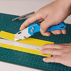 KATA 2Pack Utility Knife Box Cutter Retractable Folding Razor Knife Set Heavy Dudy Safety Cutter, 10pcs SK5 Sharp Blades Included, Blue