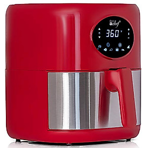 Deco Chef 3.7QT Digital Air Fryer with 6 Cooking Presets, LED Touch Controls, Adjustable Temperature and Time, Detachable Dishwasher Safe Non-Stick Basket, Red