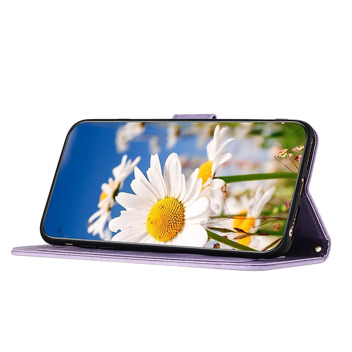 Rnrieyta Miagon Flip Case for Samsung Galaxy S23 Ultra,Lovely Flower PU Leather Wallet Phone Folio Case Magnetic Protective Cover with Stand Function Card Slots,Purple