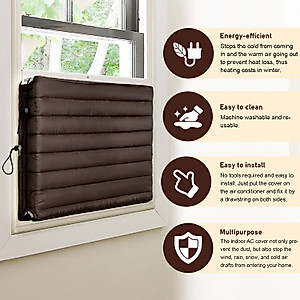 FORSPARK Indoor Air Conditioner Cover, AC Covers for Inside with Free Drawstring, 25 x 18 x 3.5 inches (L x H x D) -Brown