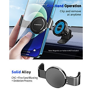 CHEEDAY Metal Phone Clamp for Magnetic Car Mount, [Clip & Remove at Anytime] Durable Metal Phone Clip for Most Magnet Phone Holder Compatible with iPhone 12 13 14 Pro Max, Samsung and More, Gray
