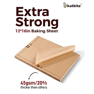 Katbite 200Pcs 12x16 In Unbleached Parchment Paper for Baking, Precut Parchment Paper Sheets, Heavy Duty Flat Baking Paper, Half Sheet Baking Sheets for Baking Cookies, Cooking, Air Fryer, Oven