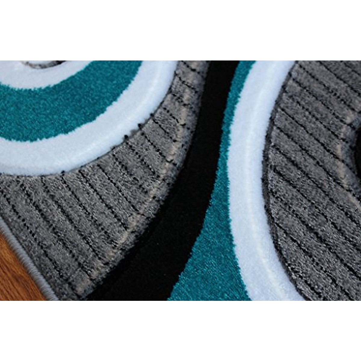 Masada Rugs, Sophia Collection Hand Carved Mat Modern Contemporary Turquoise White Grey Black (2 Feet X 3 Feet 4 Inch) Welcome Mat, Doormat, Bathroom Rug, Kitchen Mat, Small Space Rug