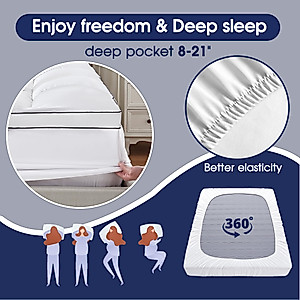 Ihanherry King Mattress Topper for Pressure Relief, 900gsm Thick Pillowtop, Cooling Plush Mattress Pad Cover 400TC Top Protector with 8-21" Elastic Deep Pocket 3D Snow Down Alternative Fill