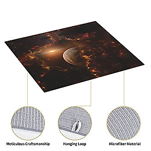 Galaxy Space Planet Printed Drying Mat For Kitchen Ultra Absorbent Microfiber Dishes Drainer Mats Non-Slip Silicone Quick Dry Pad - 18 X 16inch