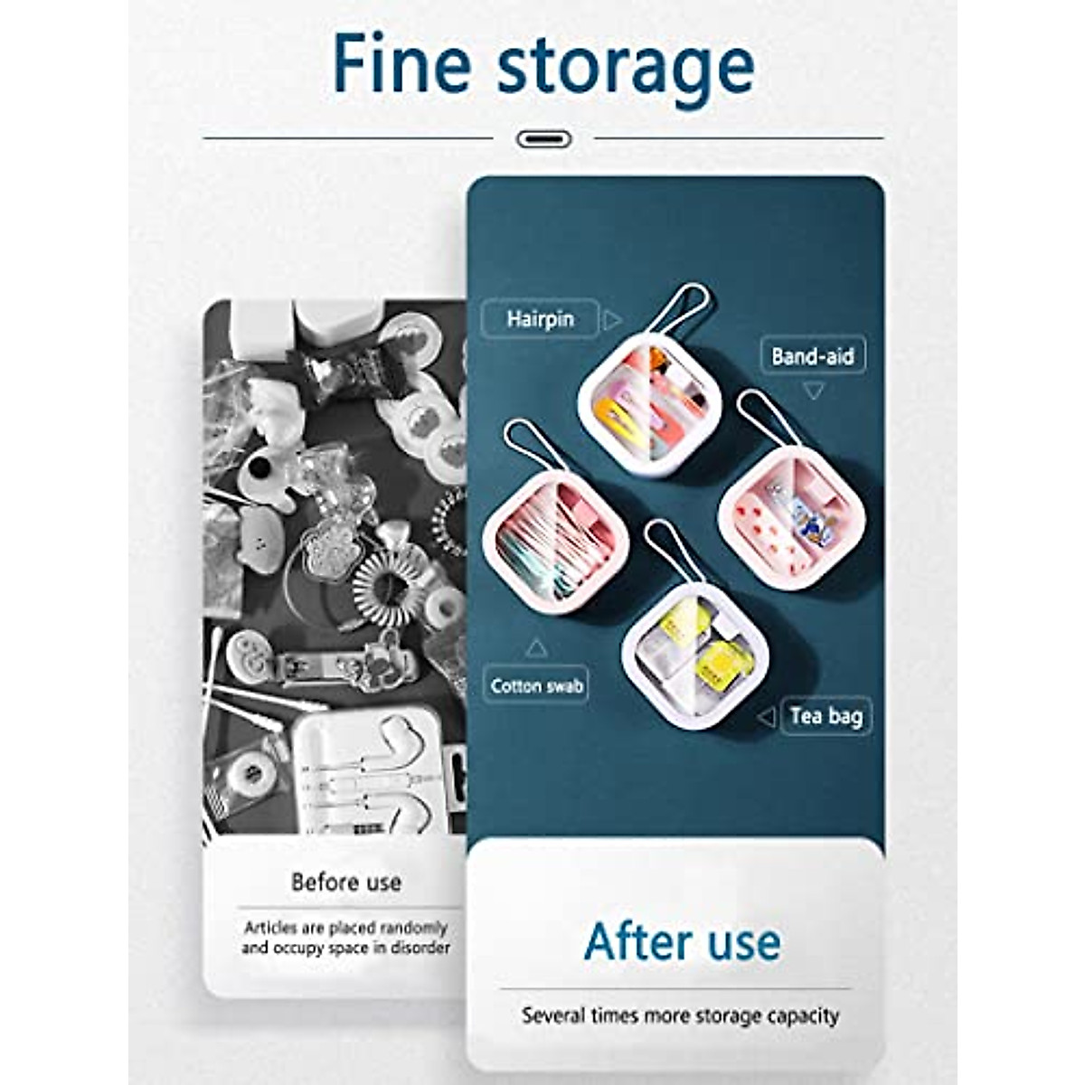 Cotton Swab Ball Holder Jar Hair Tie Organizer Portable Travel Earphone Holder Multi-functional Plastic Container Dispenser Box for Bathroom Home Storage Organizer