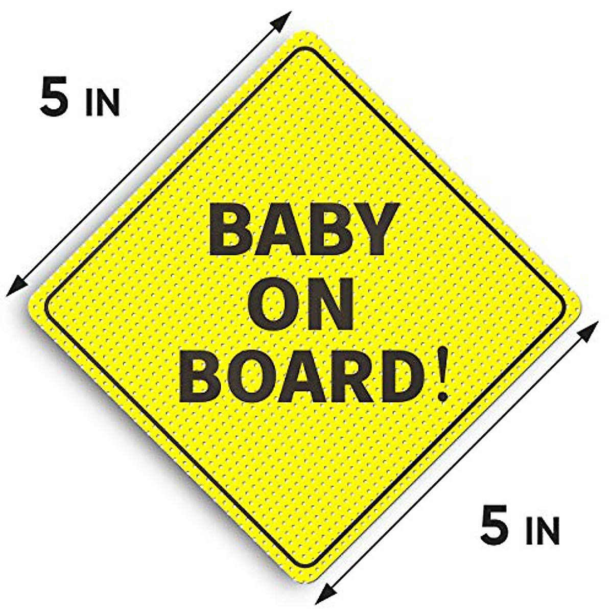 ASSURED SIGNS Baby On Board Sticker Sign - Essential for Cars - 2 Pack, 5" by 5" - Bright Yellow and SEE-THROUGH when Reversing - Best Safety Signs - Non-Magnetic Sticker - Durable and Strong Adhesive