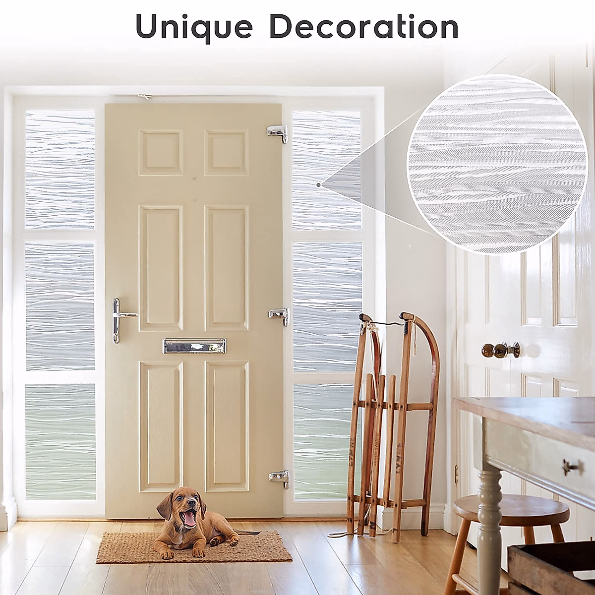 rabbitgoo Window Privacy Film Frosted Glass Film Removable Vinyl Door Coverings UV Blocking Decorative Static Cling Non-Adhesive Window Clings Sticker for Home Decor, 11.8 x 78.7 Inches