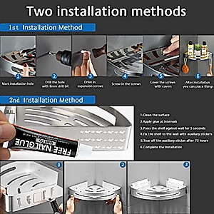 Lovelyduo 2-Pack Shower Corner Shelf Bathroom Corner Shower Caddy Organizer for Kitchen Toilet No Drilling Bathroom Corner Shelves Shower Caddies