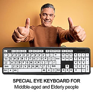 Large Print Keyboard for Seniors - Easy to See & Use