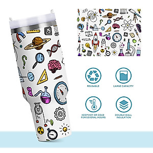 ARGTILDN 30 oz Tumbler Physics Mathematics Chemistry Insulated Travel Mug with Handle and Straw Lid Stainless Steel Vacuum Coffee Cup Tea Beverage Container Water Bottles for Car Sports office