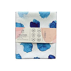 Crae Home Waffle Weave Pattern Microfiber Two Hand Towel Set (Ocean Drops/Blotched)