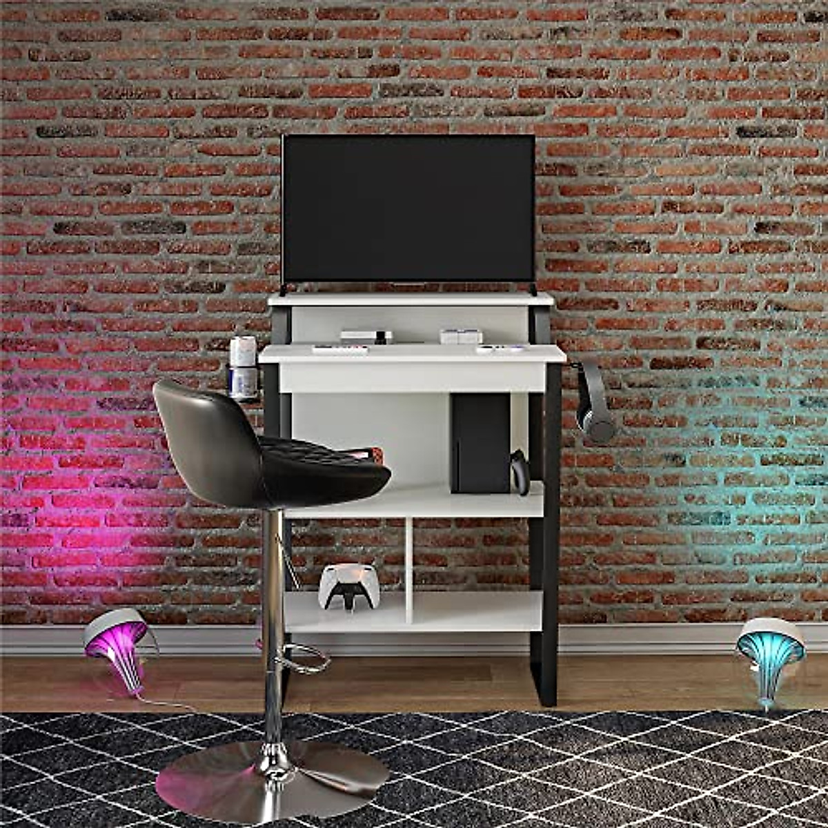 NTENSE Genesis Gaming Desk/Arcade Stand, White