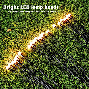 colcutee 4 Pack Solar Garden Lights, Solar Outdoor Swaying Lights Ip65 Watertight, 2 Lighting Modes Firefly Decorative Lights, for Landscaped Garden Access Patios (Warm White)