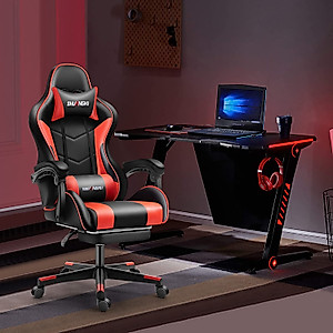 shuanghu Gaming Chair High Back Computer PC Ergonomic Video Office Chairs Gamer Chair with Footrest Video Support Reclining Video Computer Chair Desk Chair Leather Gaming Chair