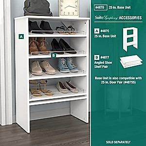 ClosetMaid SuiteSymphony Wood Shelf Unit, 2 Shelves, Adjustable For Storage, Closet, Clothes, Shoes, Décor, TV, Books, Pure White, 25" Tower Base