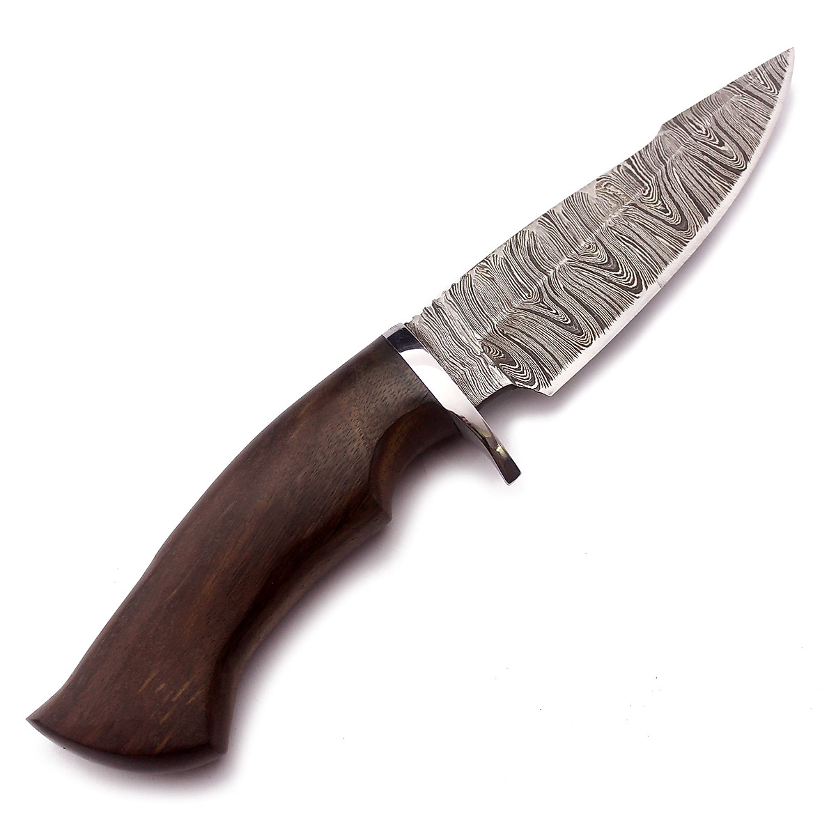 WolfKlinge 10" Handmade Damascus Steel Bowie Knife – Premium Drop Point Blade for Hunting, Survival, Camping, Skinning, and Bushcraft – Full Tang Walnut Wood Handle with Cowhide Leather Sheath (DCX 22-05)
