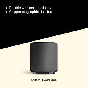 Fellow Monty Milk Art Cups - Double Wall Ceramic Cortado Mug, Matte Black with Graphite Base, 4.5 oz Cup