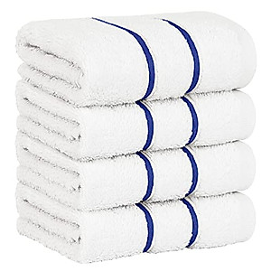 Dorlion Towels 4 Packed White Washcloth Set, 100% Turkish Cotton Washcloths Washrags, Small Hand Face Towels for Bathroom and Kitchen, Navy Blue