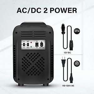 Simple Deluxe Portable Mini Fridge, 4L/6 Can Cooler and Warmer Compact Refrigerator for Skincare, Cosmetics, Beverage, Food, 110V AC/12V DC, for Bedroom, Black, Office, Car, Dorm, Freon-Free, Black