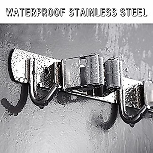 OUAIVANY Mop and Broom Holder Wall Mount, Mop Holder Stainless Steel Broom Hanger Rack Heavy Duty Broom Organizer for Home Kitchen Bathroom (2 Packs)