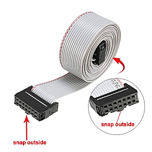 uxcell IDC Gray Wire Flat Ribbon Cable 14 Pins 128cm Length 2.54mm Pitch 2pcs Type-C