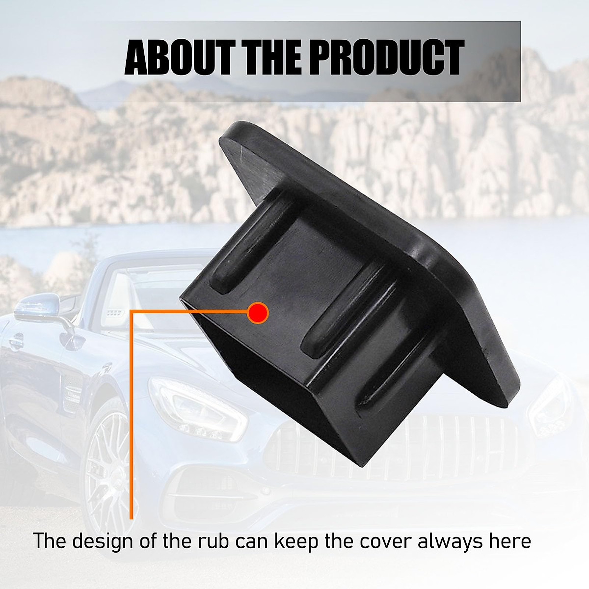 Miytsya 1 PC Car Tow Hook Dust Plug, 2In Rubber Square Mouth Trailer Receiver Tube Plug Protective Cover, Hitch Ball Insert Safety Tow Cover, Common Exterior Accessories for Most Cars (Black)