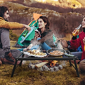 Folding Campfire Grill Heavy Duty Steel Grate with Legs Portable Over Fire Camp Grill for Outdoor Cooking Grill Traveling Picnic, Black （21.6" x 11.8"）