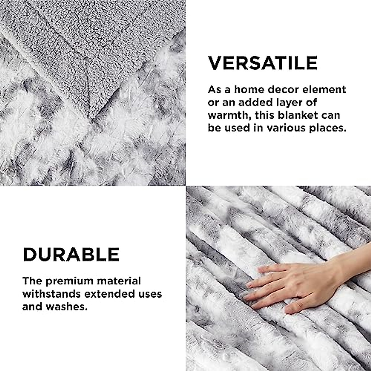 Bedsure Sherpa Blanket Twin Size - Soft, Fuzzy & Fluffy Faux Fur - Warm, Cozy Blanket for Couch, Sofa and Bed, Tie Dye Design, Light Grey, 60x80 Inches