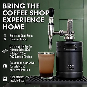 Zulay Nitro Cold Brew Coffee Maker - Gift for Coffee Lovers - Large 64 oz Home Keg - Nitro Cold Brew Keg with Creamer Faucet - Nitro Cold Brew Coffee Maker for Home - Collapsible Funnel & Drip Mat
