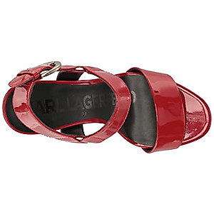 Karl Lagerfeld Paris Women's Cieone Ankle Strap Dress Heeled Sandal, Engine Red, 8