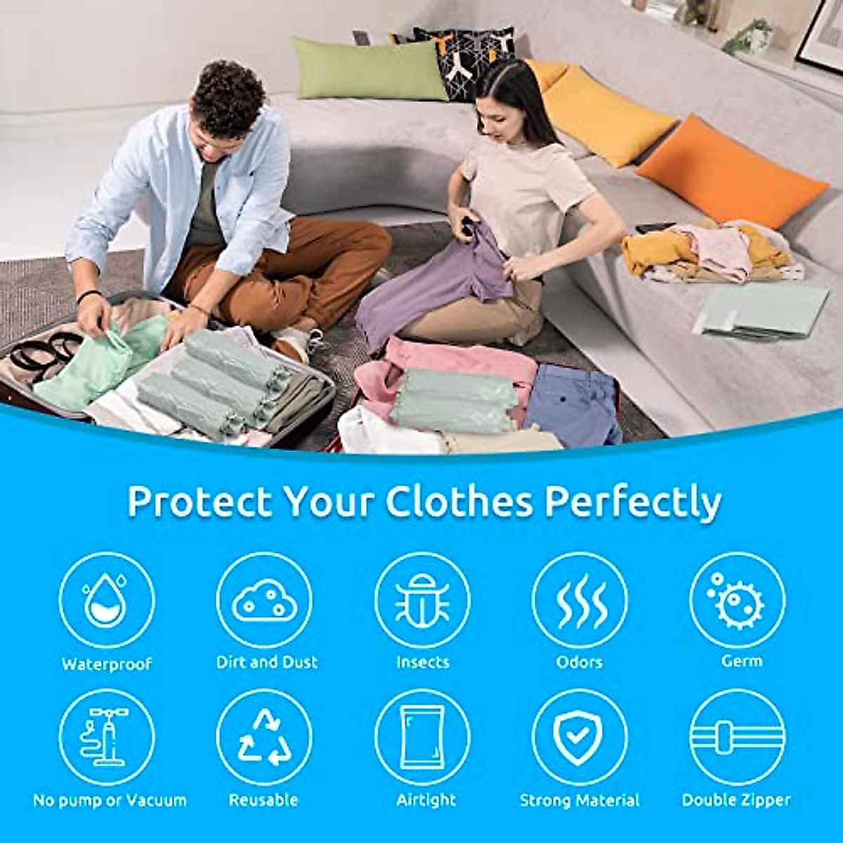 COSadiman TAILI Vacuum-compressing 10Pcs Travel Compression Bags Vacuum Packing Roll Up Travel Space Saver Bags for Luggage Cruise Ship Essentials No Pumps Needed (Small)