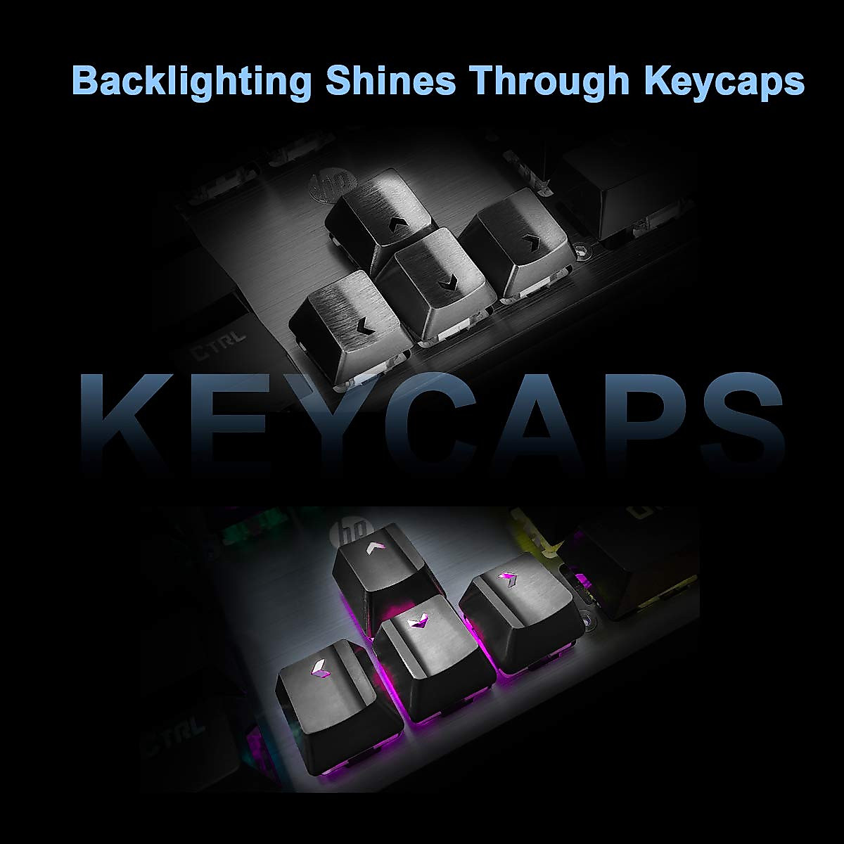 Fitlink FPS & MOBA Gaming Keycaps, Durable Stainless Steel Metal Keycap with Key Puller for Mechanical Keyboard Cherry Mx Switch (WASD+Direction Keys,Blue)