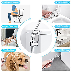 CREA Handheld Bidet Sprayer for Toilet,Adjustable Jet Sprayer Toilet Bidet Attachment,Ergonomic Hand Held Sprayer with Bidet Hose for Feminine Wash Cloth Diaper Sprayer Set,Stainless Steel Chrome