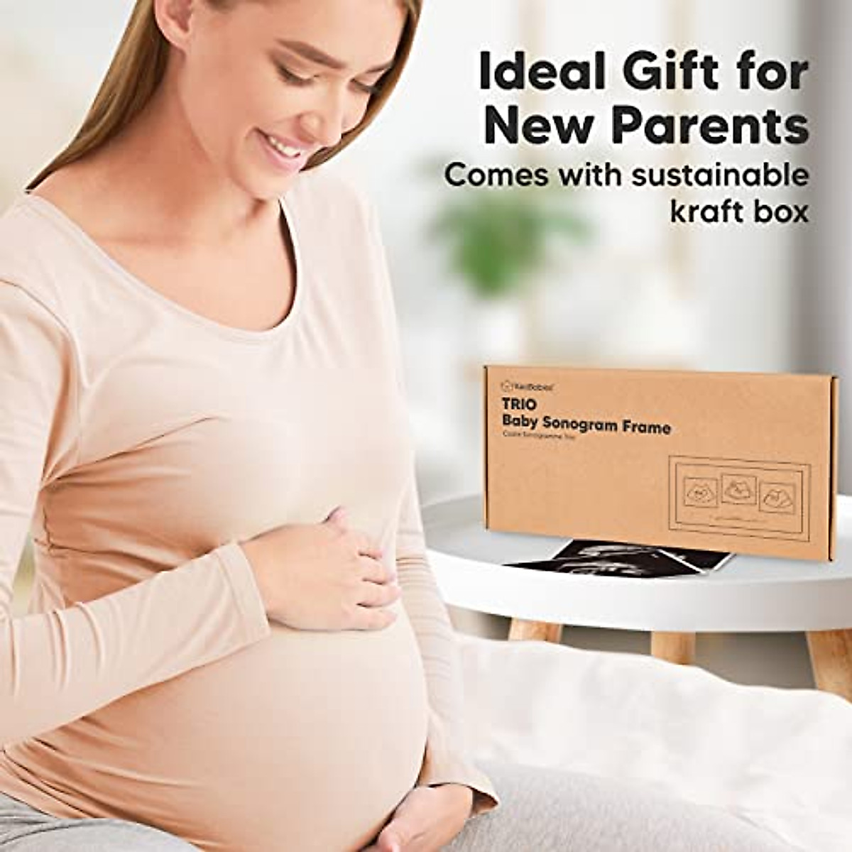 Sonogram Picture Frame - Trio Ultrasound Picture Frames For Mom To Be Gift - Baby Ultrasound frame - Pregnancy Announcements Sonogram frame - Baby Nursery Decor, Pregnant Mom Gifts (Alpine White)