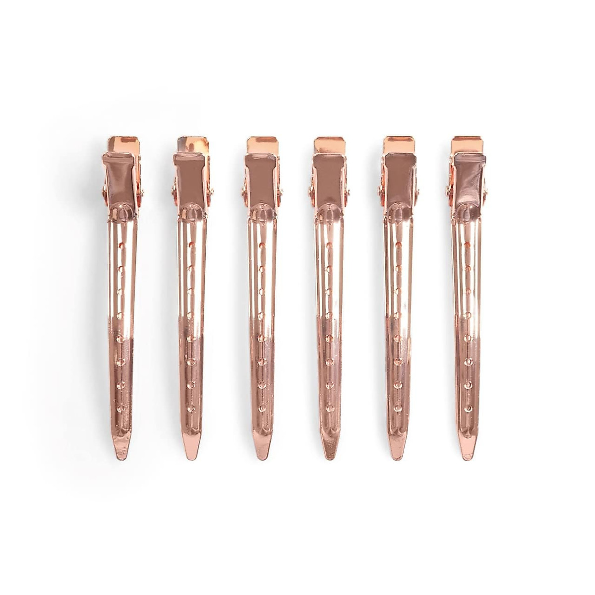 Kitsch Metal Duck Billed Hair Clips - Hair Styling Clips for Sectioning, Cutting, Coloring, Blow Drying and Makeup | Salon Quality Accessories - 6pcs (Rose Gold)