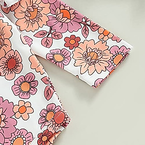 Baby Girl Fall Clothes Cute Graphic Long Sleeve Romper Bodysuit and Corduroy Suspender Skirt Suit for 3 6 9 12 18 Months (A Brown, 12-18 Months)