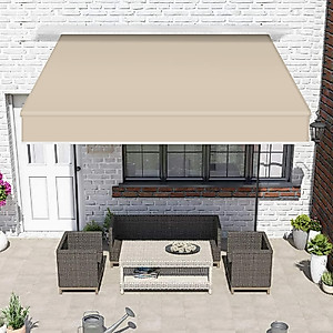JEKITO Manual Retractable Awning – 118” Non-Screw Outdoor Sun Shade – Adjustable Pergola Shade Cover with UV Protection – 100% Polyester Made Outdoor Canopy – Ideal for Any Window or Door Cream