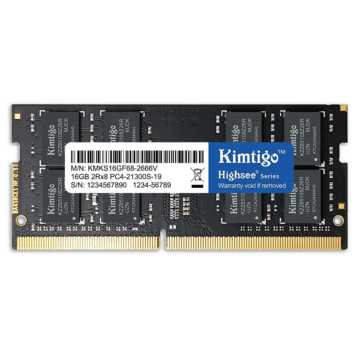 Kimtigo DDR4 16GB Laptop Dram 2666MHz (PC4-21300) CL19 (Compatible with 2400MHz or 2133MHz) 1.2V Notebook (SODIMM) RAM Non-ECC Unbuffered Single Rank 260 Pin PC Computer Memory Module Upgrade