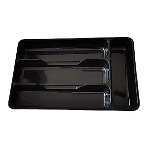 Gralara Cutlery Tray Multi Use Accessories Save Space Tools with 4 Grids Storage Durable for Stationery Spoon Tableware Silverware Office , Black
