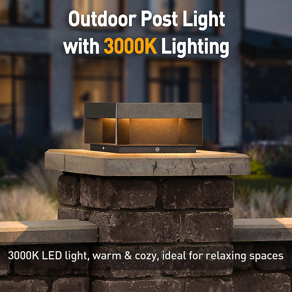 MVBT Outdoor Modern Post Light, 7.9" LED Column Pillar Lamp Fence Deck Cap Lights Waterproof Hard Wired Lantern 3000K Luxury Landscape Lighting for Patio Driveway Posts Garden Yard Decoration