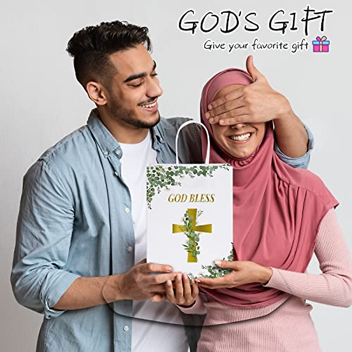 Meanplan First Communion Gifts for Boys and Girls Small Gift Bags Religious Party Favor Gift of Christ First Communion Gift Bags, 8.66 x 6.3 x 3.15 Inch (36 Pack)