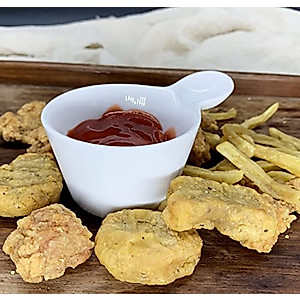 NC 3 Oz porcelain Dip Bowls with Handle, Ketchup Sauce Dish, Ceramic Dipping Bowl Set, Serving Bowls for Side Dishes,Set of 6