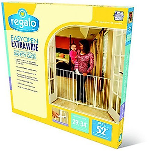 Regalo Easy Open 47-Inch Super Wide Walk Thru Baby Gate, Bonus Kit, Includes 4-Inch and 12-Inch Extension Kit, 4 Pack Pressure Mount Kit and 4 Wall Cups and Mounting Kit , 11 Count (Pack of 1)