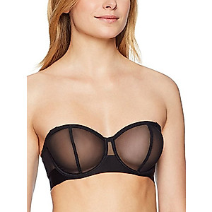 DKNY Women's Sheers Convertible Strapless Bra, Black, 36DD