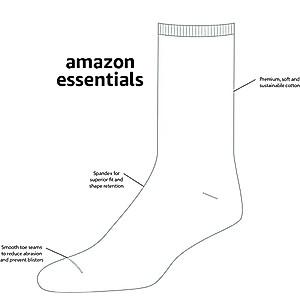 Amazon Essentials Women's Casual Crew Socks, 6 Pairs, Buffalo Check, 8-12