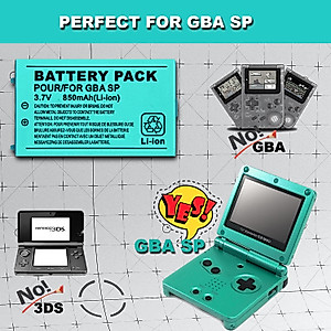 Gameboy Advance SP Battery: Gameboy SP Battery Replacement Lithium-ion Batteries - Compatible with Nintendo GBA SP Battery (3.7V 850mAh)